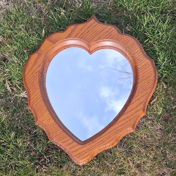 Vintage | Wall Decor | Vintage 9s Handmade Wood Encased Heart Mirror ...